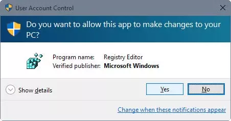 მომხმარებლის ანგარიშის კონტროლი Windows 10