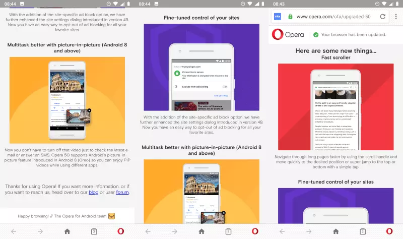 opera 50 android aýratynlyklary