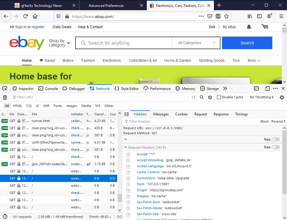 skanowanie portu w serwisie eBay Firefox