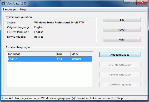 paquets d'idioma de Windows 7