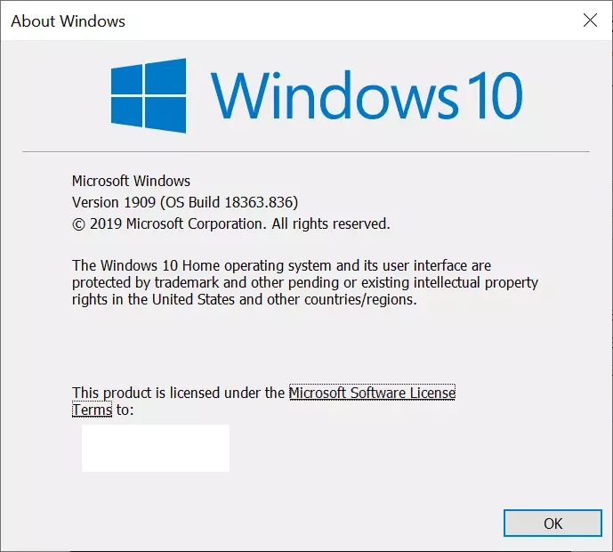 windows 10 ვერსია