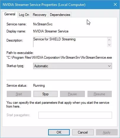 nvidia Streamer Service auszeschalten