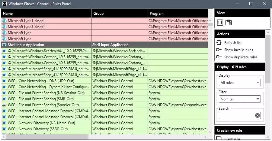 правила за контрол на защитната стена на windows