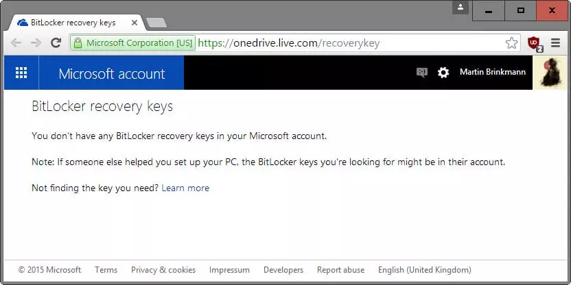 kunci pemulihan bitlocker