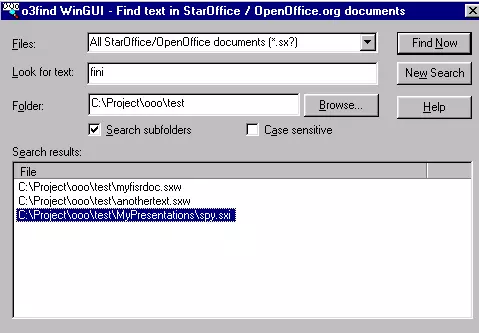 O3Find Star Office Full Text Search