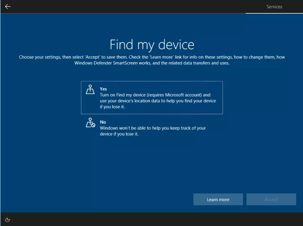 Windows 10 asennuksen yksityisyys