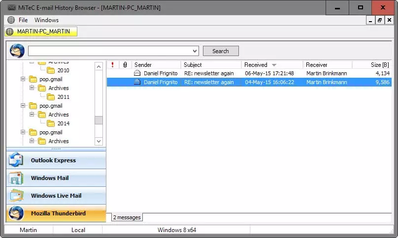 Pregledač istorije e-pošte za Windows
