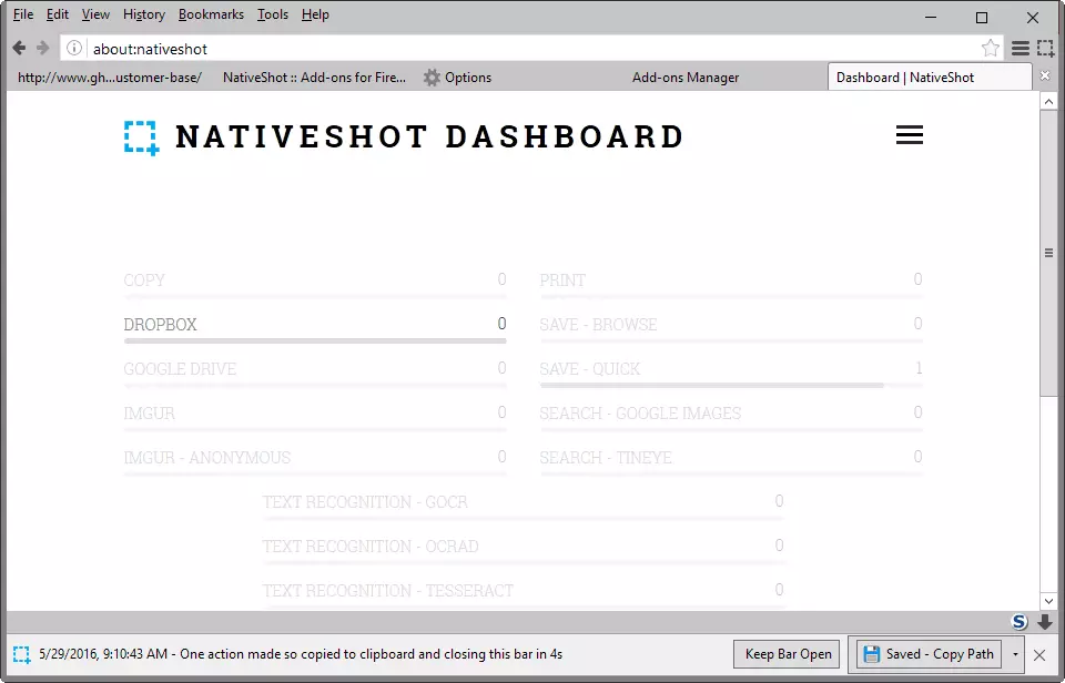 nativeshot dashboard