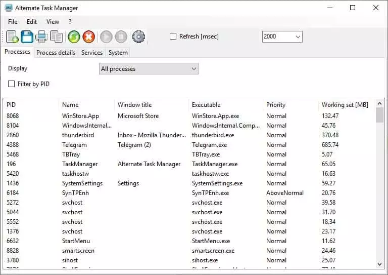 Gerencie processos e serviços em execução com o Alternate Task Manager