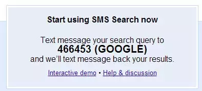 búsqueda de google sms