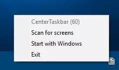 Кантэкстнае меню CenterTaskbar