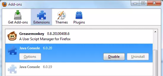 java конзола Firefox