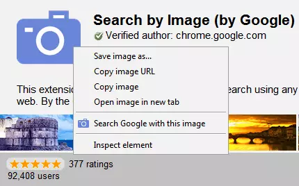 Google-da Şəkil Chrome Genişlənməsi ilə axtarın