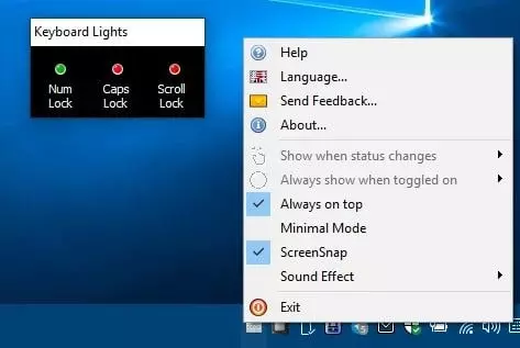 Uri indikaturi LED virtwali għal Caps Lock, Scroll Lock jew Num Lock fuq l-iskrin tiegħek billi tuża Keyboard Lights