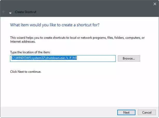 shutdown shortcut