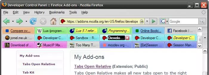 tabs firefox rhesi lluosog