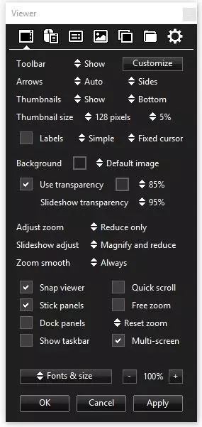 Xlideit Image Viewer schwiewend Panel