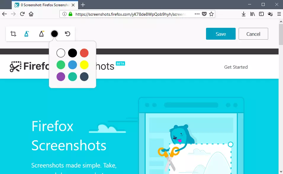 firefox screenshotok képszerkesztő