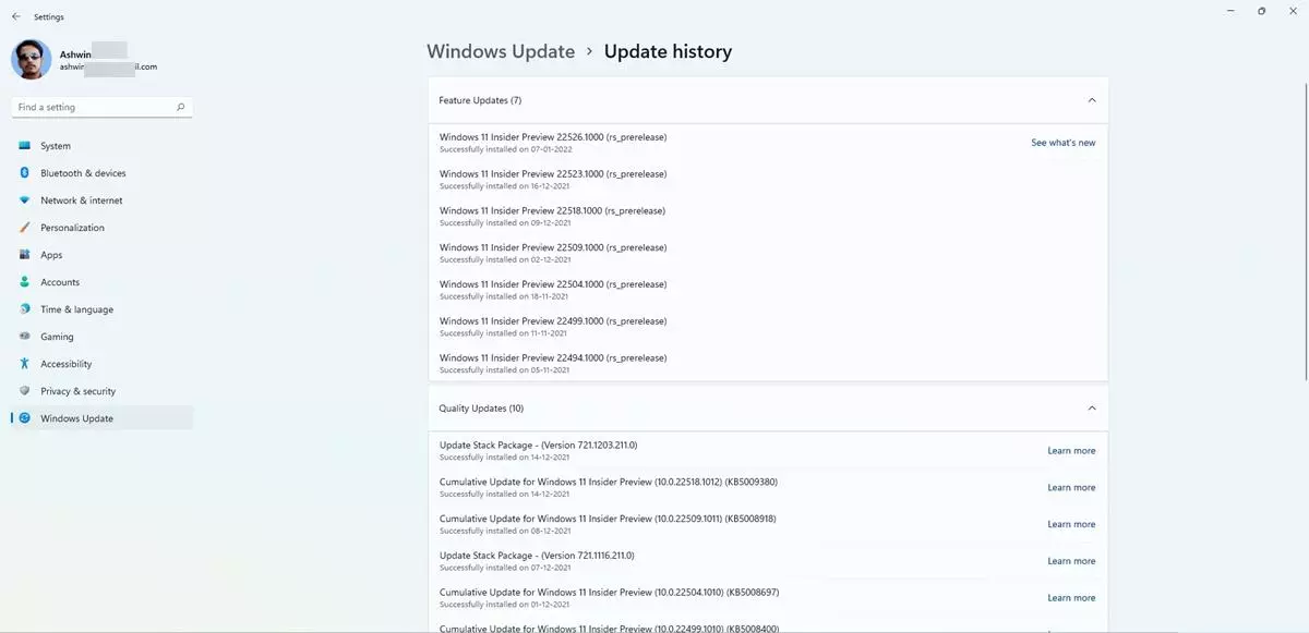 Windows 11 Insider Preview Mee 22526