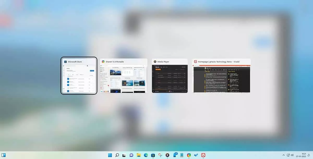 Vista de pestaña alternativa de Windows 11