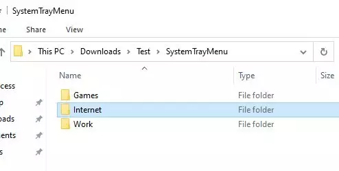 SystemTrayMenu एउटा फोल्डर थप्नुहोस्