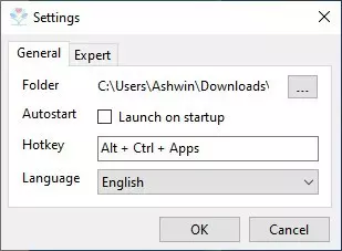 Litlhophiso tsa hotkey tsa SystemTrayMenu