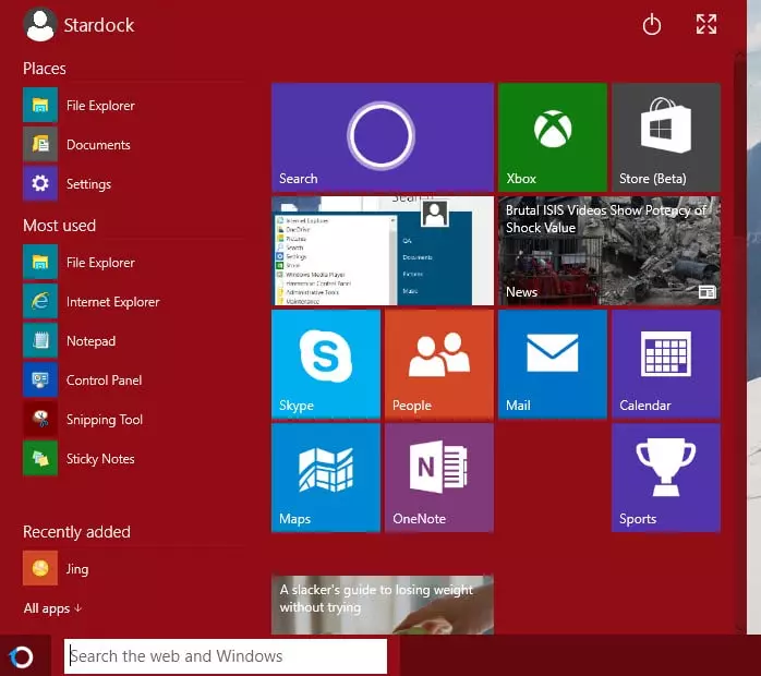 Windows 10 баштоо менюсу
