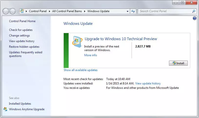 ningkatkeun ka windows 10 windows update