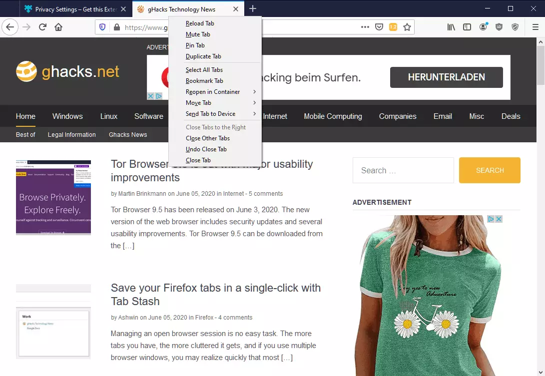 Firefox 古い右クリック コンテキスト メニュー