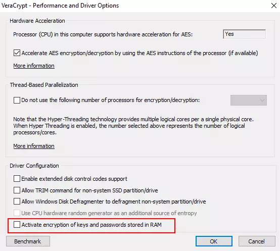 veracrypt ram saqlash parollari kalitlari