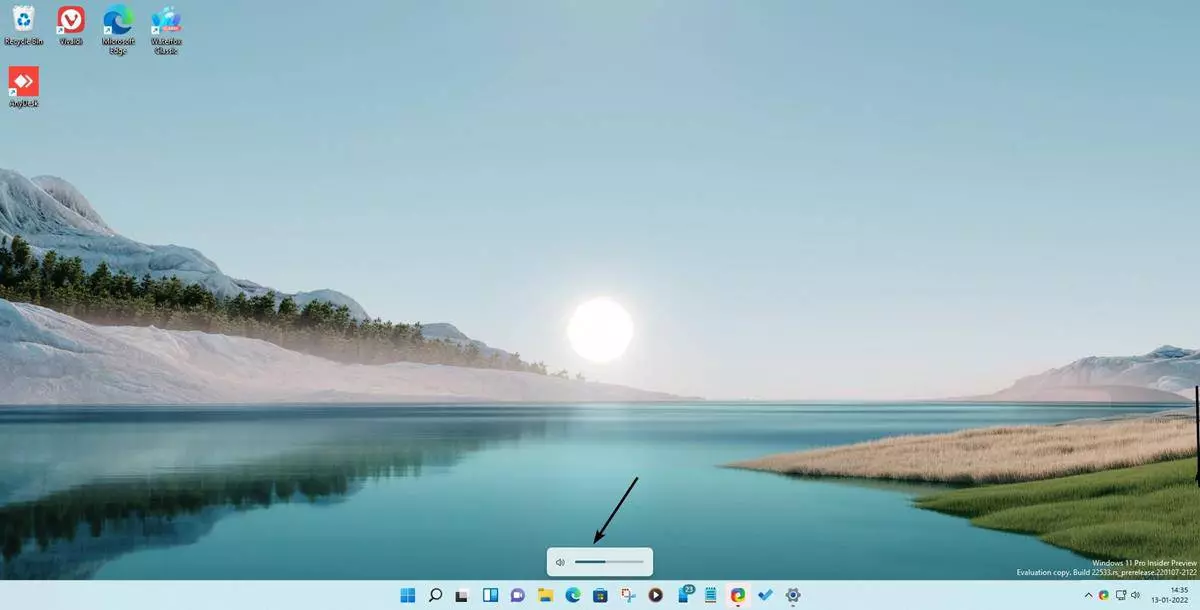 Nuevo control deslizante del indicador de volumen de Windows 11