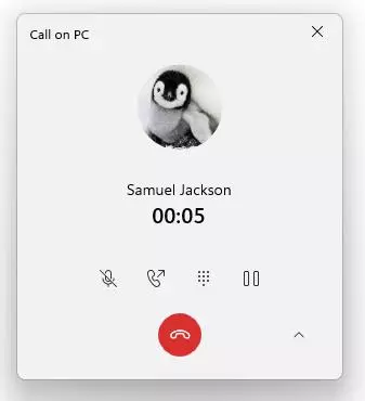 Nueva pantalla de llamadas en curso de Windows 11