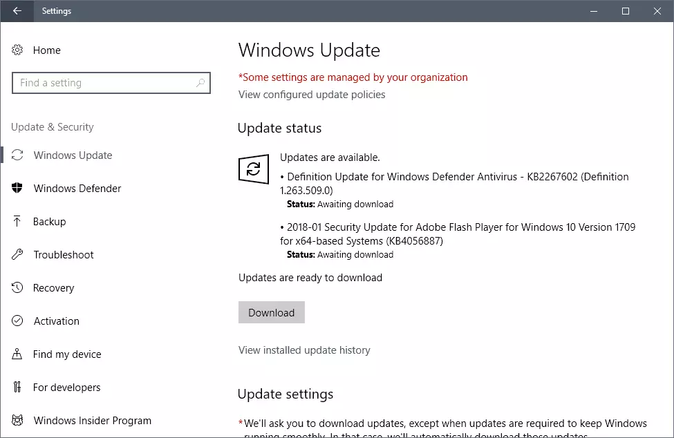 Actualitzacions de Microsoft Windows de març de 2018