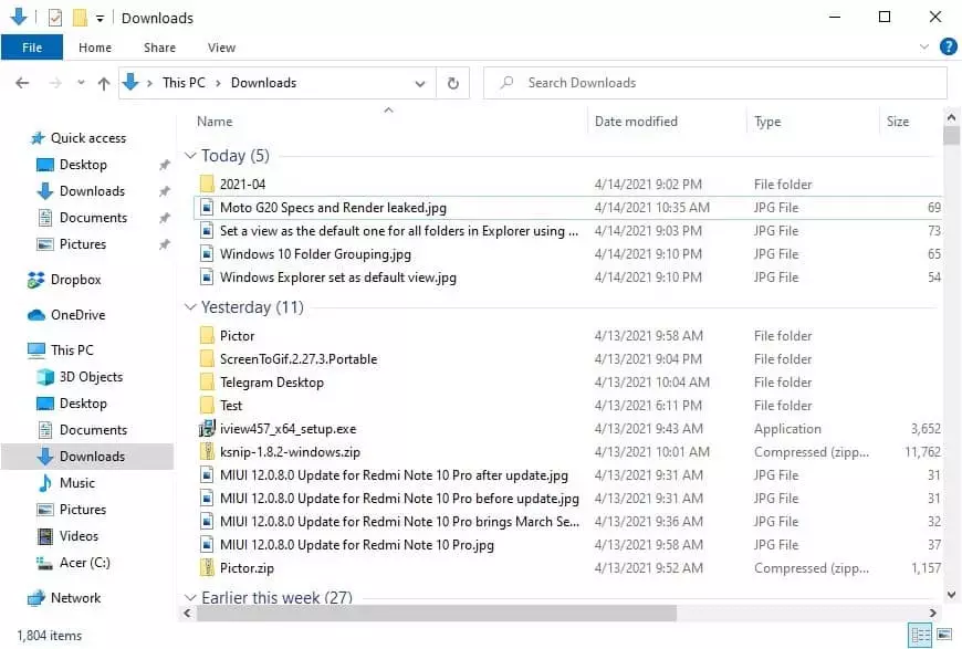 Windows 10 Folder Grouping mikorontana