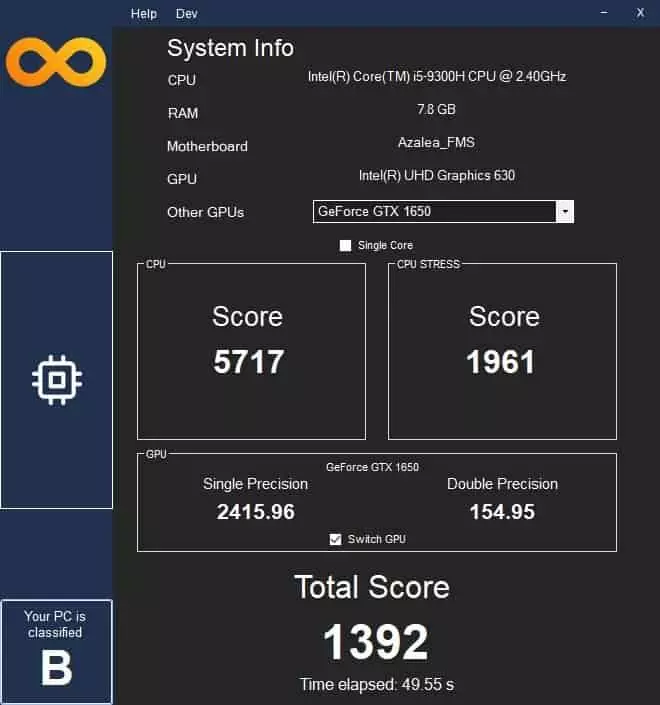 Infinity Bench як барномаи ройгони Windows мебошад, ки иҷрои CPU ва Графикаи компютери шуморо санҷидааст