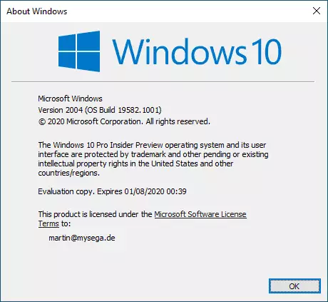 windows 10 phiên bản 2004