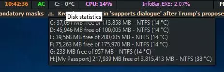 MiTec InfoBar statistika diska