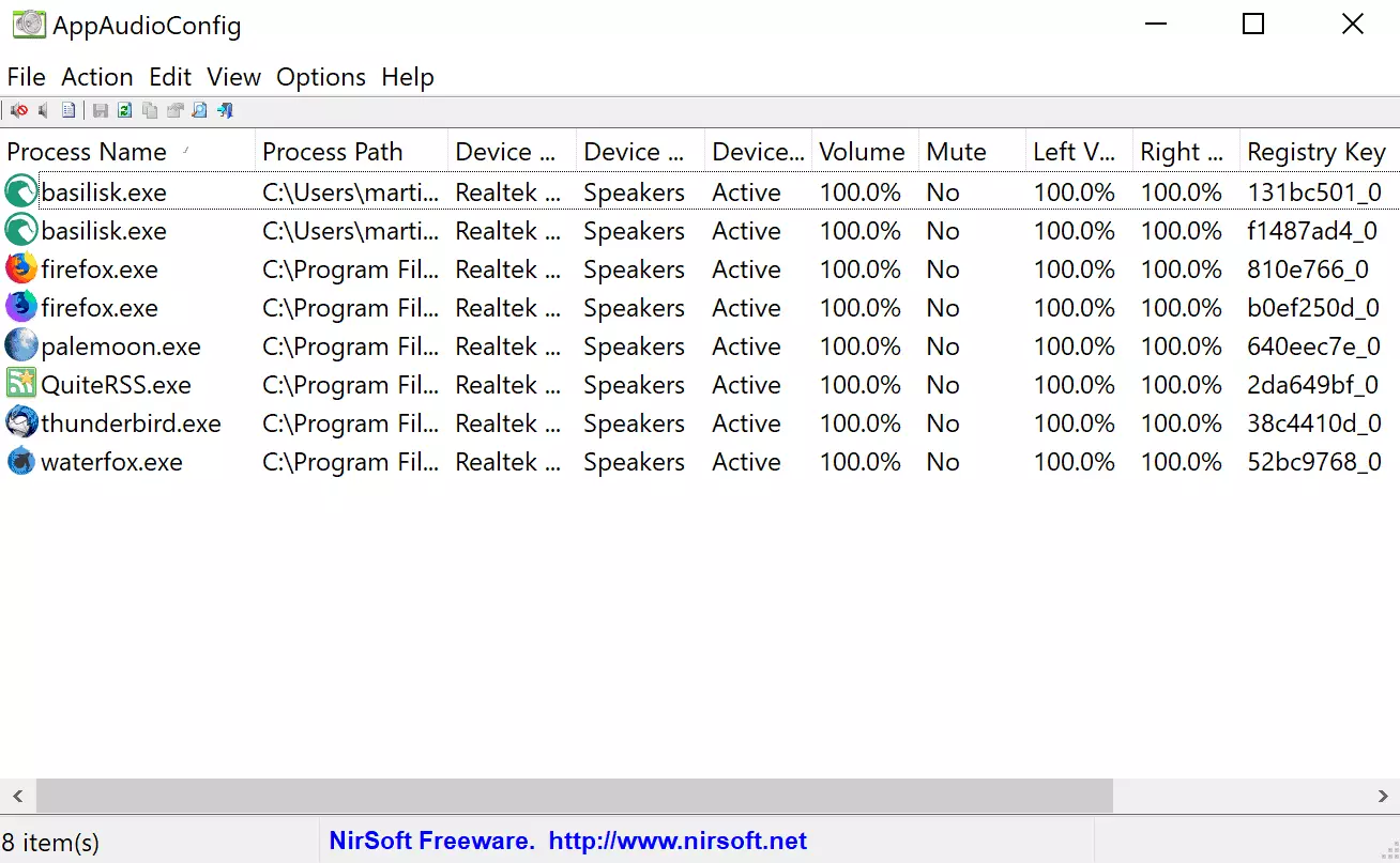 appaudoconfig පාලන පරිමාව කවුළු