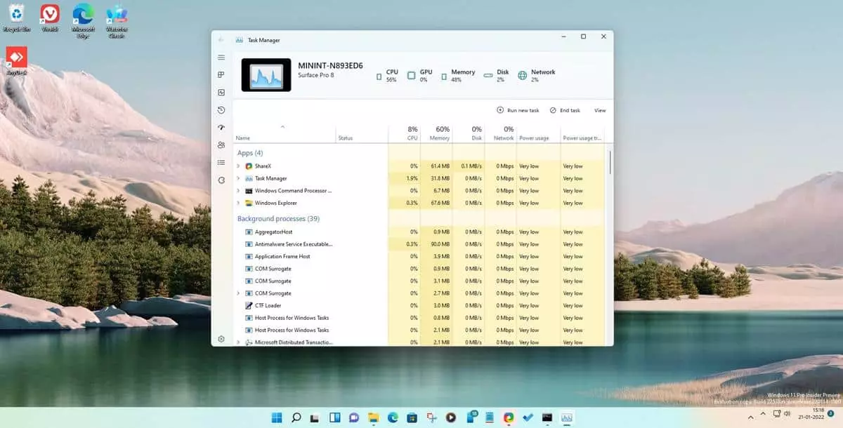 Windows 11 a une nouvelle interface de gestionnaire de tâches