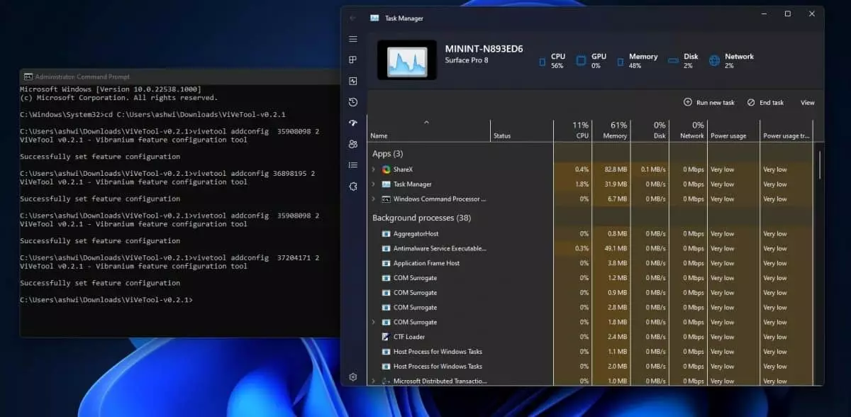 nouveau gestionnaire de tâches de conception fluide dans le thème sombre de Windows 11