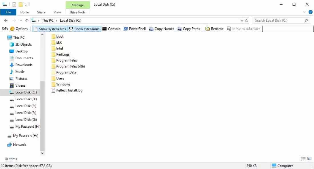 Tinye ụzọ mkpirisi na ogwe ngwaọrụ na menu onodu n'ime File Explorer site na iji StExBar