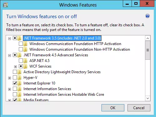 ўключыць net framework для windows 8