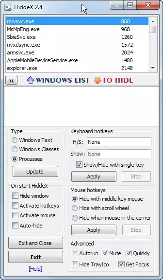 პროგრამების დამალვა Windows-ში