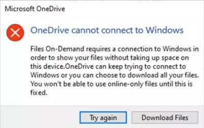 onedrive သည် windows နှင့်ချိတ်ဆက်၍မရပါ။