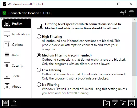 Windows firewall beheer instellings