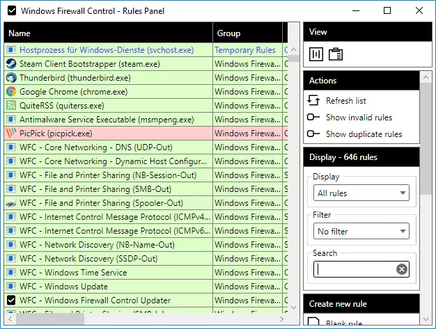 sheria za kudhibiti firewall za windows