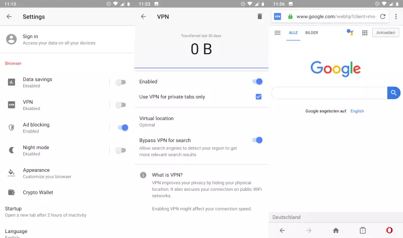 Opera 51 барои Android бо VPN-и дарунсохт оғоз меёбад