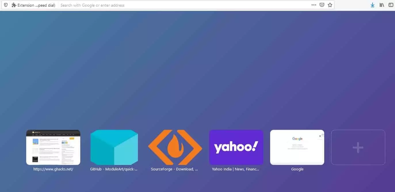 Namun wadah firefox panggilan cepat lainnya dinonaktifkan