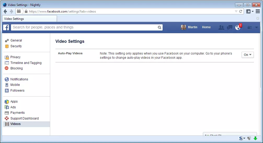 ಸ್ವಯಂ-ಪ್ಲೇ ವೀಡಿಯೊಗಳು ಫೇಸ್ಬುಕ್ ಸೆಟ್ಟಿಂಗ್