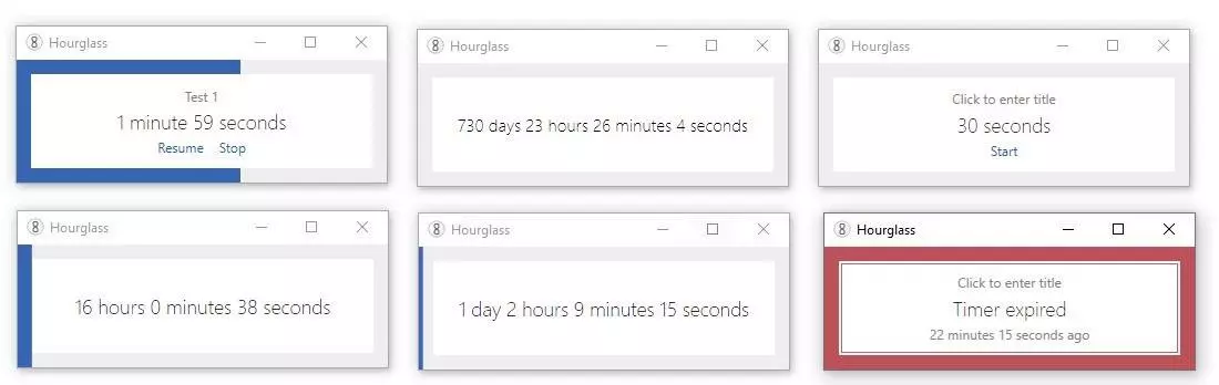 Hourglass is een aanpasbare timertoepassing voor Windows